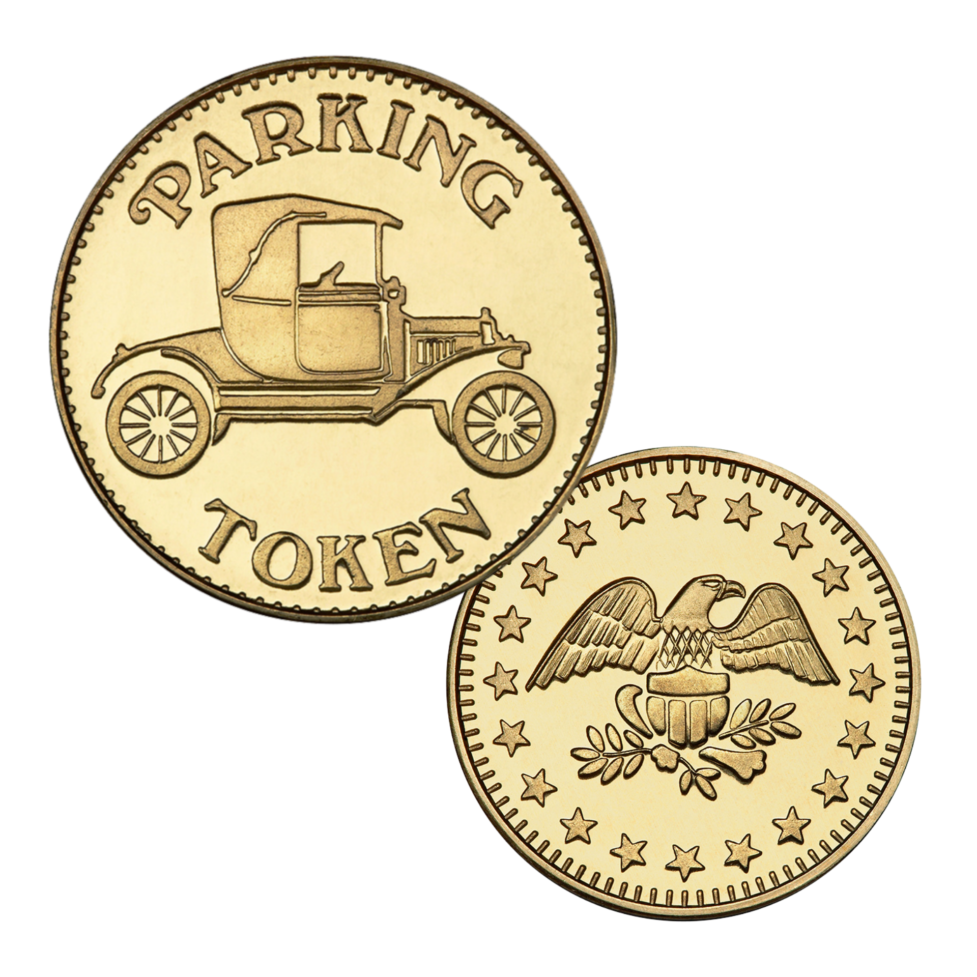 0.984" Brass Parking Eagle Stars Token – TokensDirect